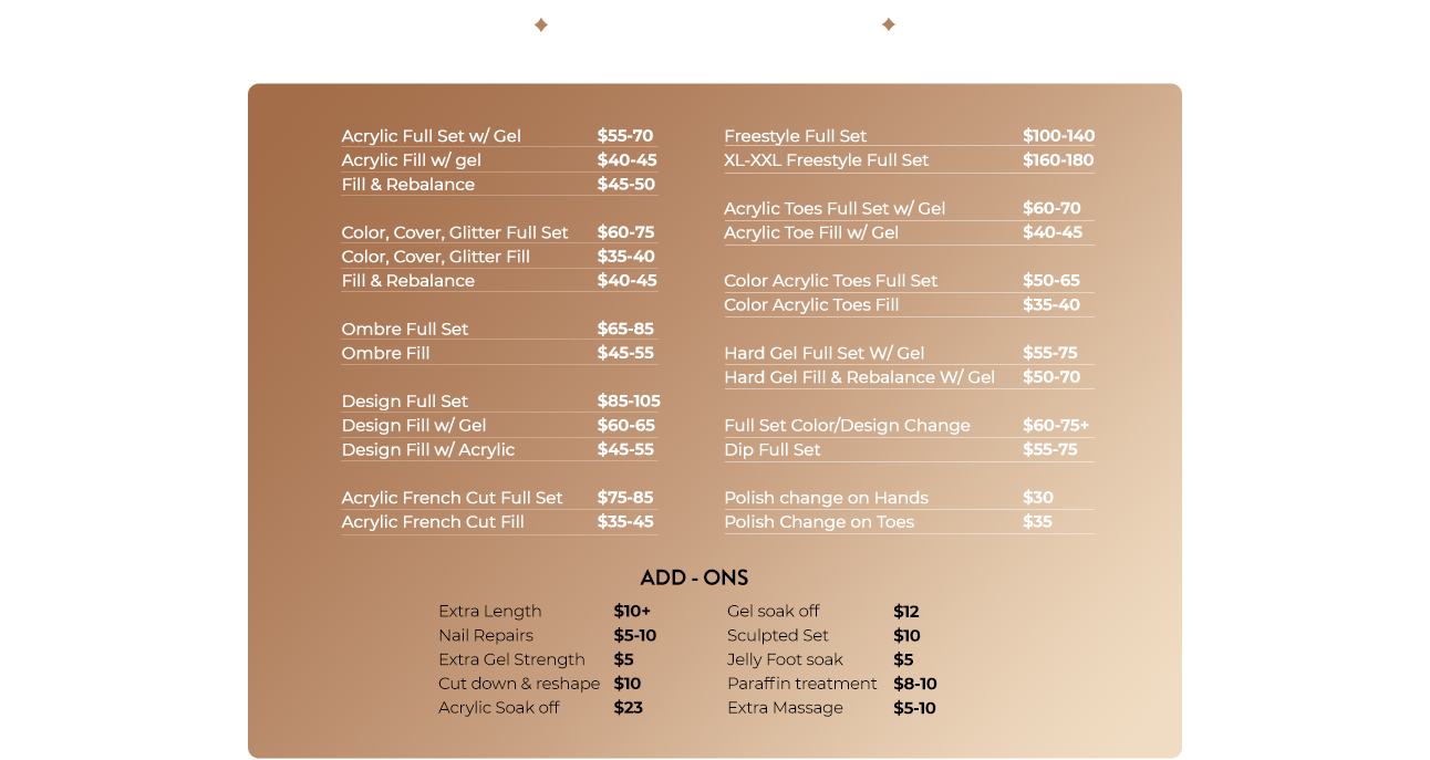 Menu – Musa Salon And Spa